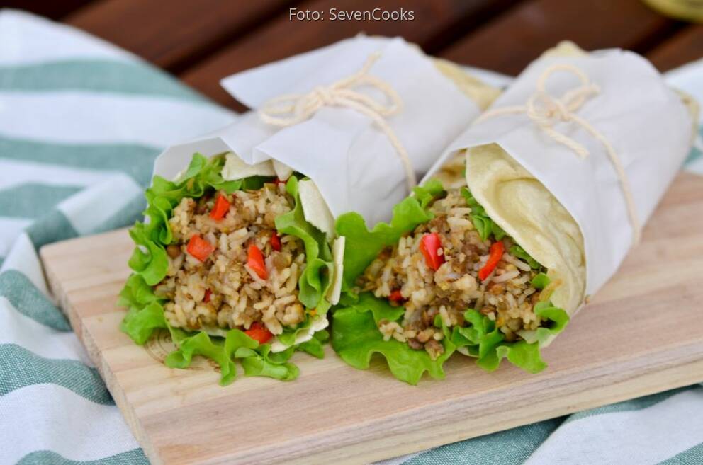Linsen-Reis-Wrap to go von SevenCooks