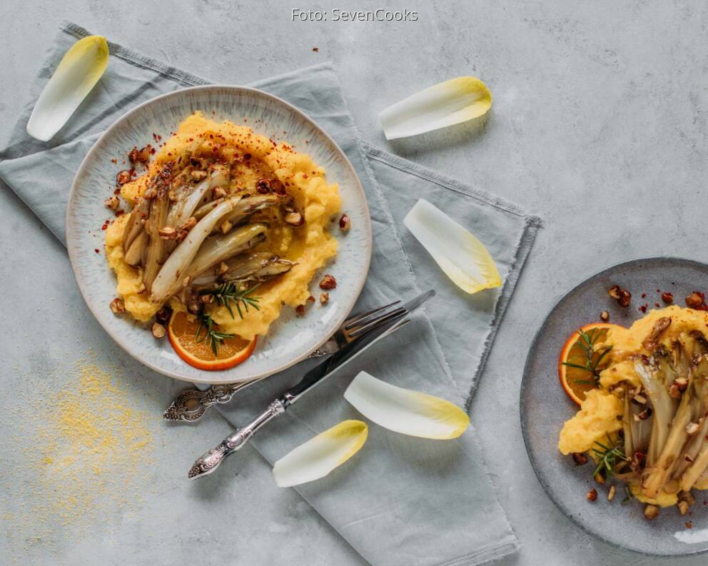 Leckere Orangenpolenta mit Chicorée schnell zubereitet von SevenCooks